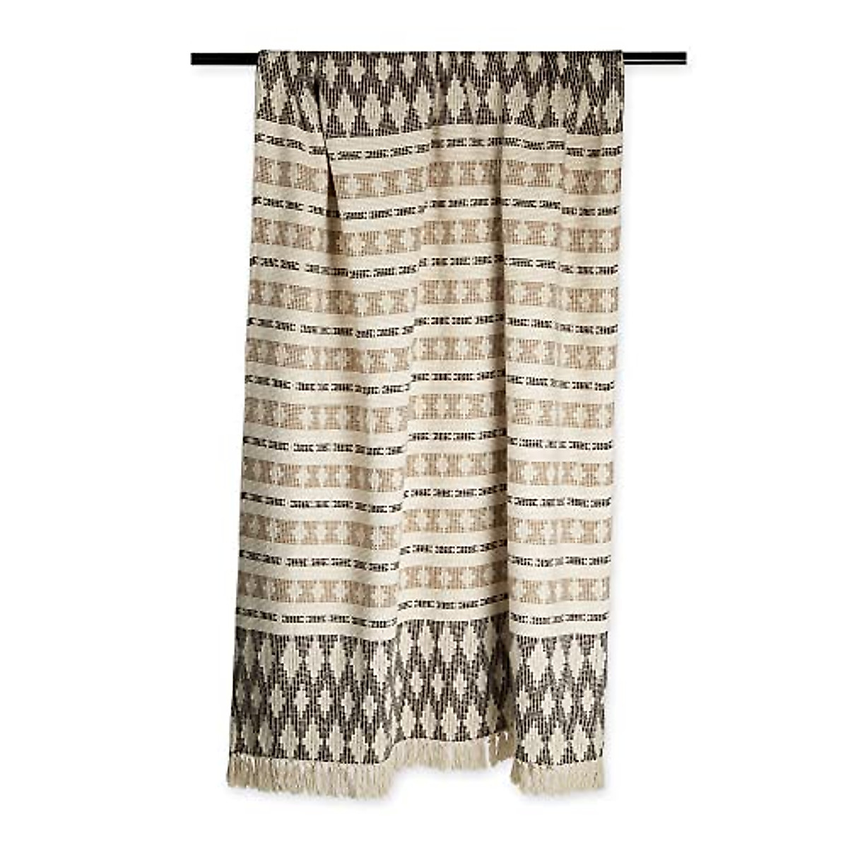 DII California Casual, Colby Southwest Woven Throw, Dark Brown & Stone, 50x60