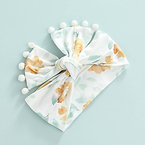 Infant Newborn Baby Girls Floral Sleep Gown Headband Sleepwear Romper Sleeping Bags Outfits (Floral&GreenYellow, 0-3 Months)