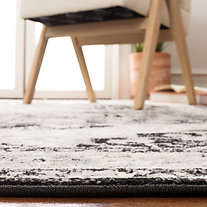 SAFAVIEH Brentwood Collection 10' x 13' Black/Ivory BNT852Z Medallion Distressed Non-Shedding Living Room Dining Bedroom Area Rug
