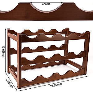OBloved 3 Tier Stackable Wine Rack, Wine Bottle Holder, Bamboo Bottle Organizer, Countertop Wine Storage Holder, Wine Storage (12 Bottles)