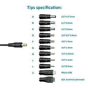 Basicvolt Universal AC Adapter 15V 13.5V 12V 9V 7.5V 6V 5V 3A 2.5A DC Power Supply for 5 to 15 Volt Household Electronics, 45W Max