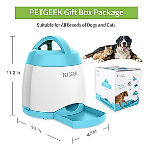 PETGEEK Automatic Dog Feeder Toy, Interactive Dog Puzzle Toys Treat Dispensing, Electronic Dog Food Dispenser Remote Control, Safe ABS Material Pet Toy for All Breeds of Dogs, Blue Color