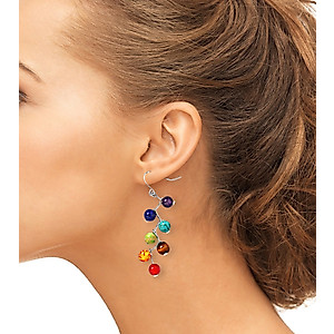 Jauxin 7 Chakra 6MM Bead Stanless Steel Hook Healing Engery Earrings for Women Girls