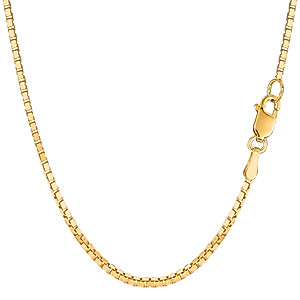 Jewelry Affairs 14k Yellow Real Solid Gold Mirror Box Chain Necklace, 1.7mm, 30"