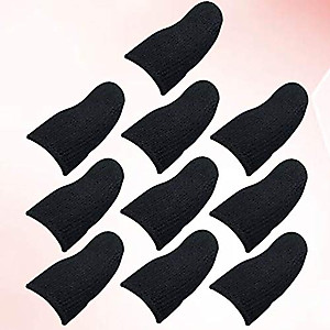 Garneck Black Finger Sleeve Mobile Game Controller Finger Sleeve Touch Screen Finger Cot Anti Sweat Thumb Fingers Protector for Mobile Phone Games 10pcs