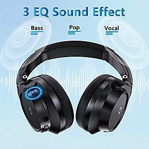 Emuael Bluetooth Headphones Wireless,70H Playtime and 3 EQ Music Modes Over Ear Headphones with Microphone,Foldable Lightweight Headset with Hi-Fi Stereo,Deep Bass for Work Out,Cellphone,PC,TV.