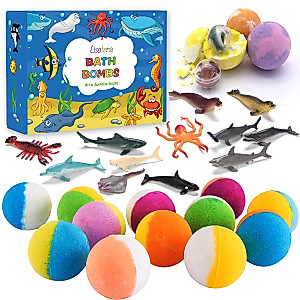 Bath Bombs for Kids with Surprise Inside - 12Pcs Kids Bubble Bath Fizzies with Sea Animal Toys. Gentle and Kids Safe for Skin Moisturize. Birthday Christmas Gifts for Boys Girls