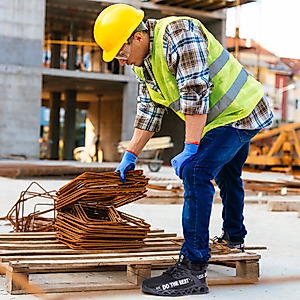 Furuian Safety Shoes Men Work Sneakers, Steel Toe, Lightweight, Comfortable, Black, Size 11.5/13
