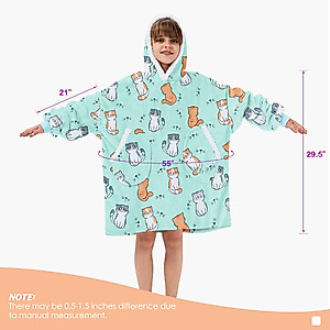 American Trends Blanket Hoodie for Girls Wearable Blanket for Kids Oversized Hoodie Sherpa Hooded Sweatshirt Kitty
