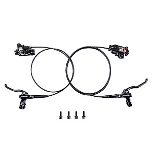 Cyclon MTB Hydraulic Disc Brakes Set, Black/Red Aluminum Alloy Hydraulic Brakes for Mountain Bike Left Front 1000mm Right Rear 1700mm Hydraulic Bicycle Brakes with is/PM Adapter Fit 160mm Rotor