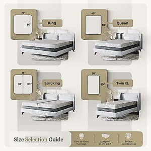 Sven & Son Luxury Hybrid Spring Mattress, Premium Materials, CertiPUR-US, Made in The USA, 14 inch Medium Soft - Split King