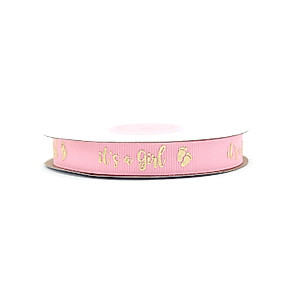 Pink and Gold Gros Grain Ribbon - 1/2" - It's a Girl for Baby Shower - Decoration for Your Baby Shower