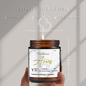U.EHome Aries Zodiac Gifts，Aries Gifts for Women，March Birthday Gifts for Women, Zodiac Sign Gifts，Astrology Gifts for Women，All-Natural Soy Wax - 8oz,50 Hour Burn