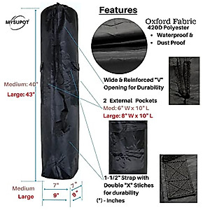 MYSUPOT 43"x9"x9" Replacement Bag for Folding Camping Chair, Camp Chairs, Foldable, Portable, Hammock, Yoga Mat, Beach Chair, Umbrella, Tent Bag 420D Oxford Polyester Fabric w/Side Pockets (Black, L)