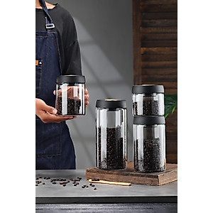 LOEZ Coffee Bean Storage Container Airtight, Lid Sealed with Press-Down Vacuum, Borosilicate Glass Coffee Canister, Food Storage, Coffee Bar for Ground Coffee, Tea, Beans, Spices (Extra Large - Clear)