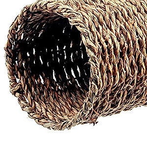 Mipcase Small Pig Play Parakeet Tunnels Tunnel Use Parrot Hammock Pet Rat Natural Tent Woven Guinea for Hedgehog Tube Snuggle Bird Straw Squirrel Chinchilla Seagrass Hamster Nest