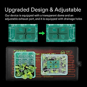 VIVOSUN 6-Pack Seed Starter Trays, 72-Cell Seed Starter Kit with Humidity Dome, and 6-Pack Seed Starter Trays with 10"x20.75" Seedling Heat Mat, Self-Adjusting Dual Digital Display Temperature Control