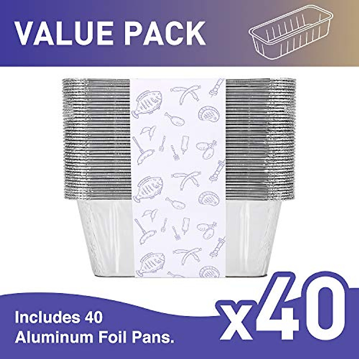 Geesta 40 Pack Blackstone Grease Cup Liners Aluminum Foil Drip Pan Compatible with 28 & 36 & 30 & 22 & 17 Inch Blackstone Griddles, Grill Grease Tray Blackstone Griddle Accessories