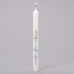 Roman 95647 Baptismal Christian Taper Candle, 10-inch Height