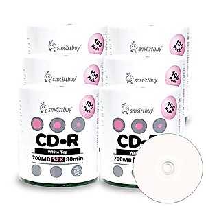 Smart Buy White Top CD-R 600 Pack 700mb 52x Blank Recordable Discs, 600 Disc, 600pk