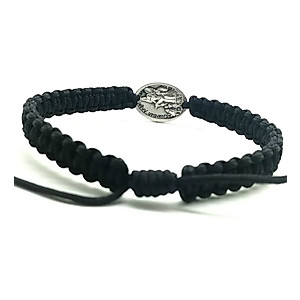 MedjugorjeStoneGifts St Michael the Archangel/Guardian Angel Bracelet/Black Adjustable Cord