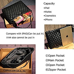 zhongningyifeng Shoulder Bag for Women Handbag Purse Leather Fashion Upgrade with Chain Strap (black1)