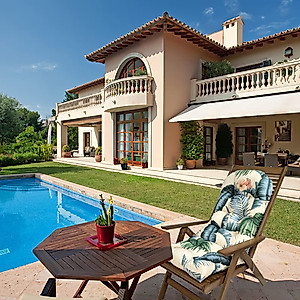 Srutirbo Rocking Chair Cushion, High Back Patio Cushions 44x19 inch, Waterproof Indoor/Outdoor Furniture Chair Cushions Pads with Straps, Seasonal All Weather Replacement (Leaf)