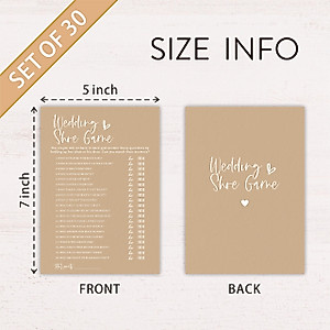 Hsupl Bridal Shower Game Cards, Wedding Shoe Game, Minimalism Wedding Party Game Cards for 30 Guests, Engagement Party Activities, Newlyweds Party Decoration 30 Supplies(Brown) - B04