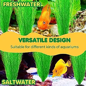 SunGrow Aquarium Plastic Silk Plants, Gives Shade and Beautiful Environment to Aquatic Pets, Perfect for Both Saltwater and Freshwater Tanks Decoration, Fish Tank Accessories & Supplies, 3 Pcs
