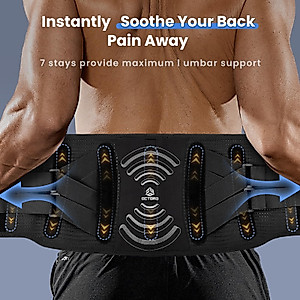 OCTORO Back Brace for Lower Back Pain Relief Women Men, Back Support Belt for Herniated Disc, Sciatica, Scoliosis, Lumbar Support Brace with Hot &Cold Pad Therapy Pocket(Waist: 28"-61")