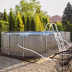 Outsunny 14' x 10' x 3' Above Ground Swimming Pool, Non-Inflatable Rectangular Steel Frame Pool with Filter Pump, Safety Ladder for 1-6 People, Gray