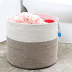 Casaphoria Large Cotton Rope Storage Baskets for Organizing with Built-in Handles,Tall Woven Laundry Hamper, Blanket Basket for Living Room, Round Woven Storage Baskets for Pillows, Towels