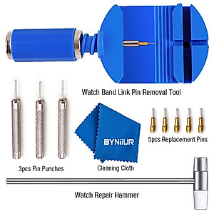 Watch Link Removal Tool Kit, BYNIIUR Watch Band Tool Strap Chain Pin Remover Repair Tool Kit for Watch Band Strap Adjustment, Watch Bracelet Sizing and Watch Repair