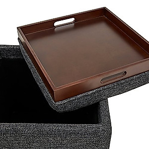 Amazon Brand – Rivet Ross Modern Tweed Lift-Top Storage Ottoman Pouf, 17.7"W, Caviar