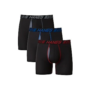 Hanes Men's X-Temp Total Support Pouch Boxer Brief, Anti-Chafing, Moisture-Wicking Underwear, Multi-Pack, Regular Leg-Black, X-Large
