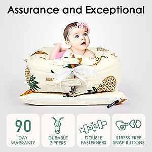 Baby Lounger Replacement Cover (Adjustable Ribbon), 100% Hypoallergenic Cotton Infant Nest Extra Cover, Premium Quality Baby Dock Cover (Pineapples)