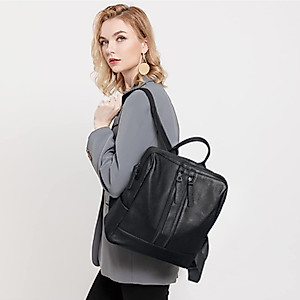 S-ZONE Women Genuine Leather Backpack Casual Convertible Shoulder Bag Purse
