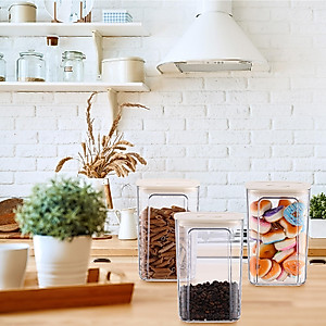 Blushtier 3 Pack Pop Containers 1.7 Qt Food Storage Containers with Lids Airtight One Button Opening Clear Rectangle Kitchen Storage Containers for Pantry Cereal Snack Sugar Coffee