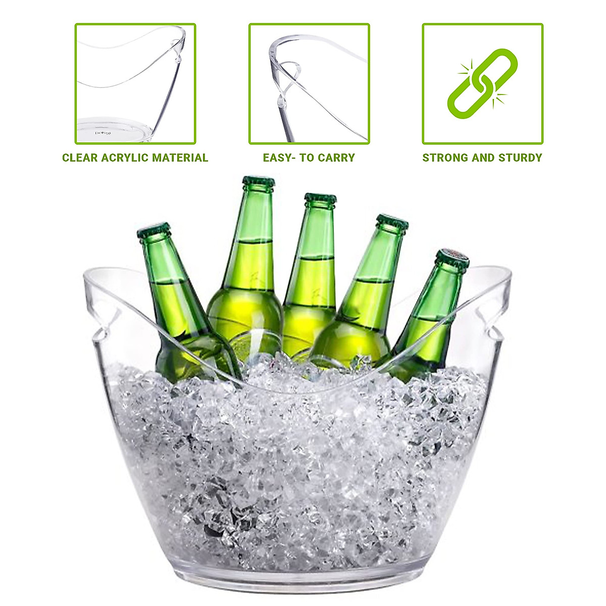 Ice Bucket Party Clear Acrylic Wine or Champagne Bottles Drinks Chiller (1, 8 Liter)