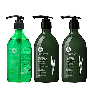 Luseta Tea Tree Shampoo and Conditioner with Tea Tree Oil Body Wash 16.9 Fl Oz