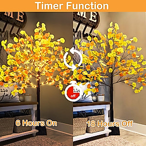Ruidazon 4 FT Prelit Fall Lighted Ginkgo Tree with 140 LEDs Timer Fall Tree with Lights & 8 Flashing Modes Autumn Decoration for Home Wedding Indoor Outdoor Thanksgiving Halloween Christmas Decor