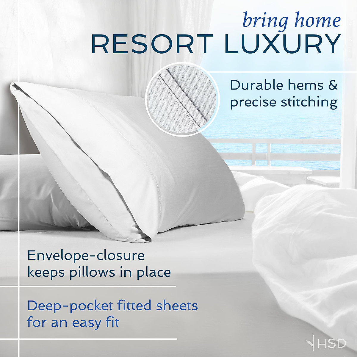 Hotel Sheets Direct 100% Cotton Sheets, Percale Sheets, Certified Made in Green, Cooling Hotel Sheets, Breathable & Crisp Bed Sheets, Deep Pocket 4 Pc Grey Sheets Set (Queen)