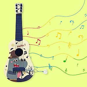 WEY&FLY Kids Toy Guitar 6 String, Baby Kids for Boys Cute Guitar Rhyme Developmental Musical Instrument Educational Toy Coco Guitar for Toddlers Blue