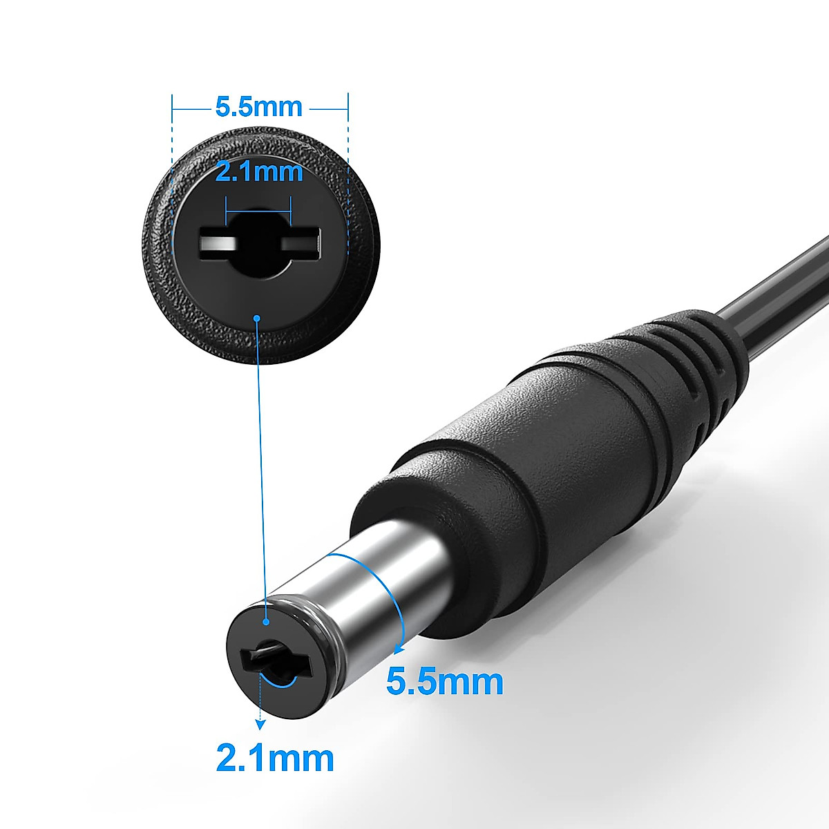 TMEZON 12 Volt 2A Power Adapter Supply AC to DC 2.1mm X 5.5mm Plug 12v 2 Amp Wall Plug Extra Long 8 Foot Cord LED Strip Module Light