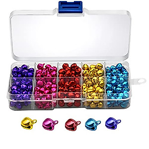 300 Pcs Jingle Bells,0.3 Inch Craft Bells Colored Christmas Jingle Bells Small Bell DIY Bells with Storage Box for Christmas,Party, Festival Decoration and Home Decoration (5 Colors)