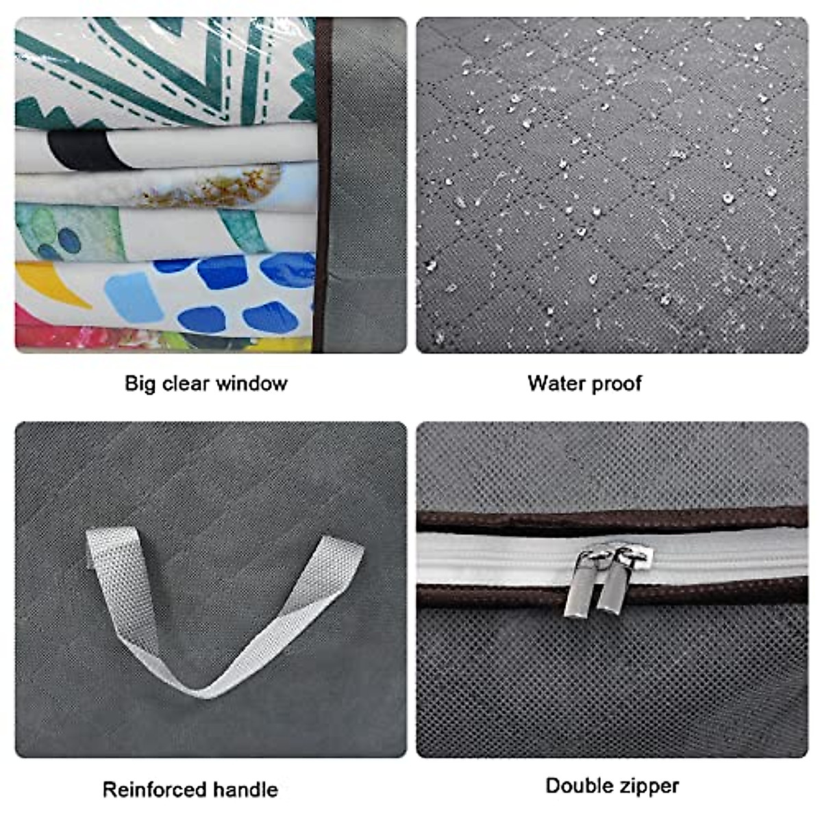 OANY Large Storage Bags,4 Pack Clothes Storage Bins,Foldable Closet Organizers Storage Containers with Durable Handles Thick Fabric,Gray