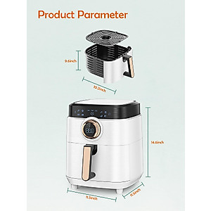 Air Fryer, ALLCOOL Airfryer Oven 8QT Large Air Fryer 1700W 8-in-1 with Touch Screen Air Fryers Dishwasher Safe Nonstick Tray Freidora de Aire 32 Recipes BPA & PFOA Free White Air Fryer