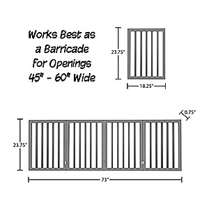 PETMAKER Pet Gate – Dog Gate for Doorways, Stairs or House – Freestanding, Folding, Accordion Style, MDF Wooden Indoor Dog Fence (4 Panel, Gray)