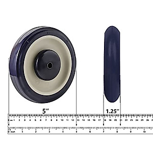 SYRATION 5" 4 Pack Polyurethane Stepped and Full Tread Face w/Double Ball Bearing Shopping Cart Wheel 1400 lbs Total Capacity