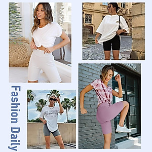 5 Pack Biker Shorts Women - 5"/8" High Waist Spandex Workout Yoga Running Athletic(Black/Navy/Dark Grey/Complexion/White,Plus)